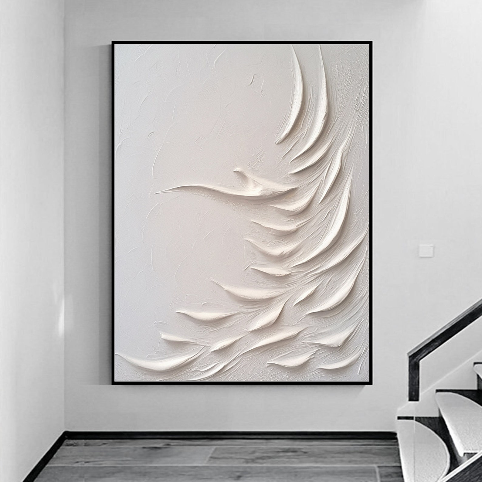 Large White Abstract Painting,white 3D Texture Painting,white Abstract ...
