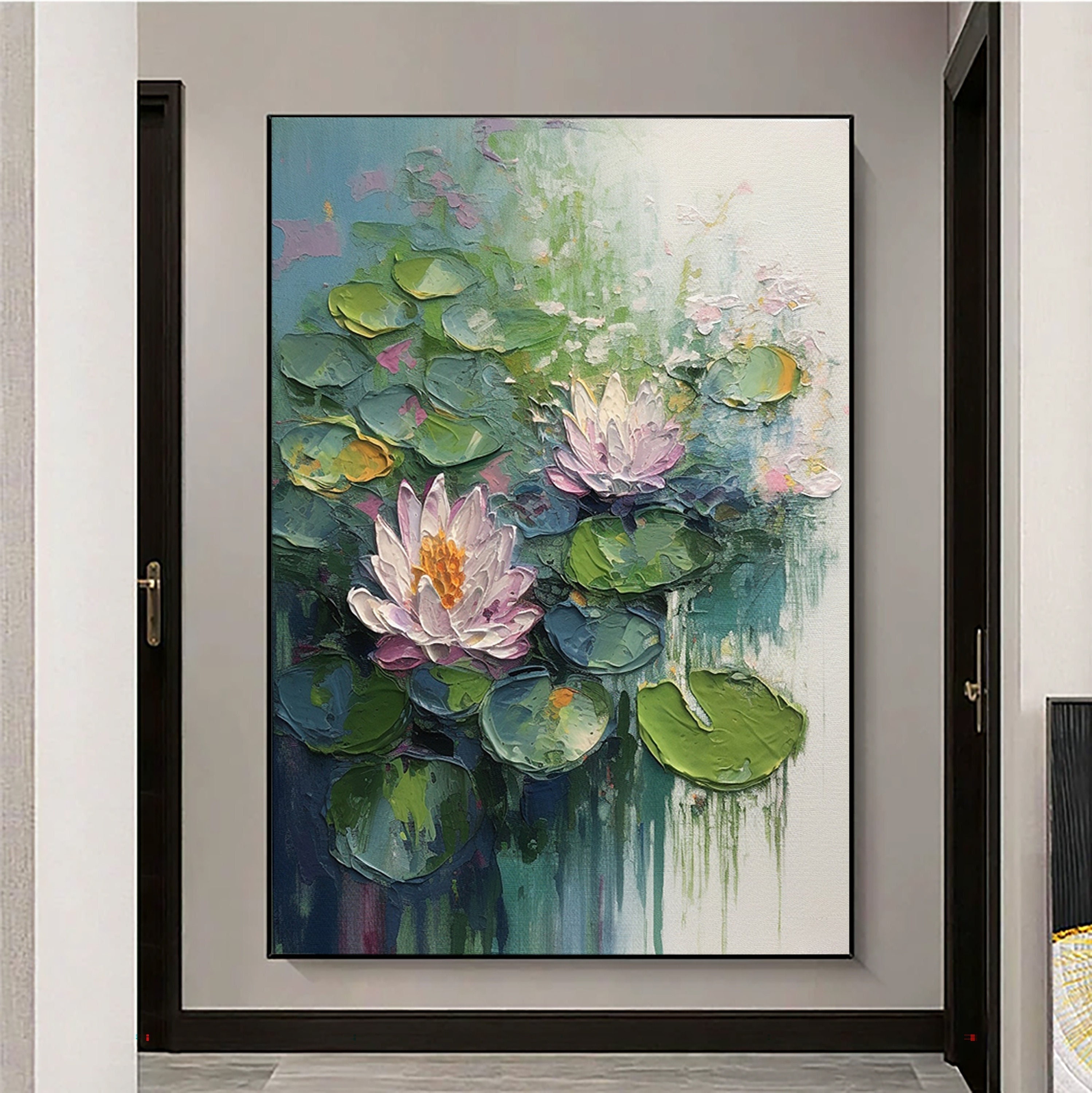 Abstract Lotus Oil Painting,lotus Pond Oil Painting, Lotus Painting ...