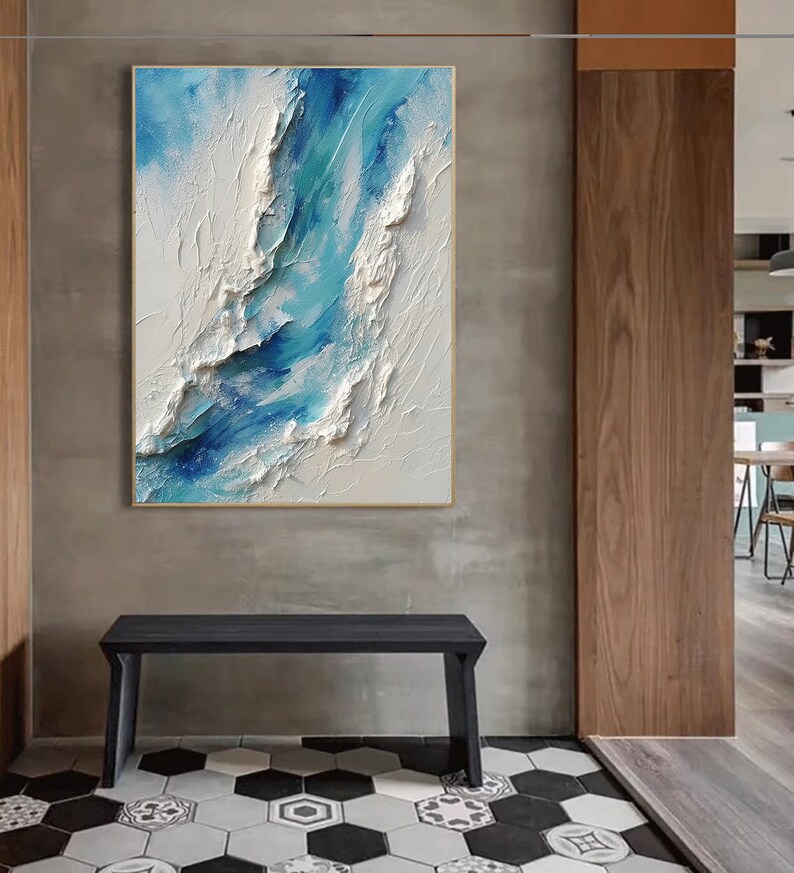 Large Seascape Wall Art,3d Textured Wall Art,3d Ocean Hand Textured ...