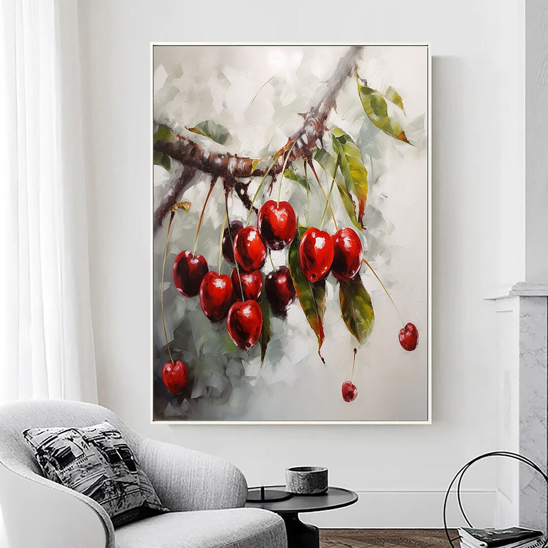 Original Cherry Oil Painting,kitchen Fruits Artwork,still Life Painting ...