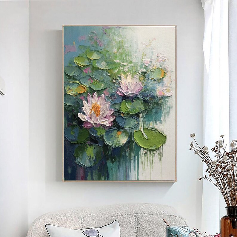 Abstract Lotus Oil Painting,lotus Pond Oil Painting, Lotus Painting ...