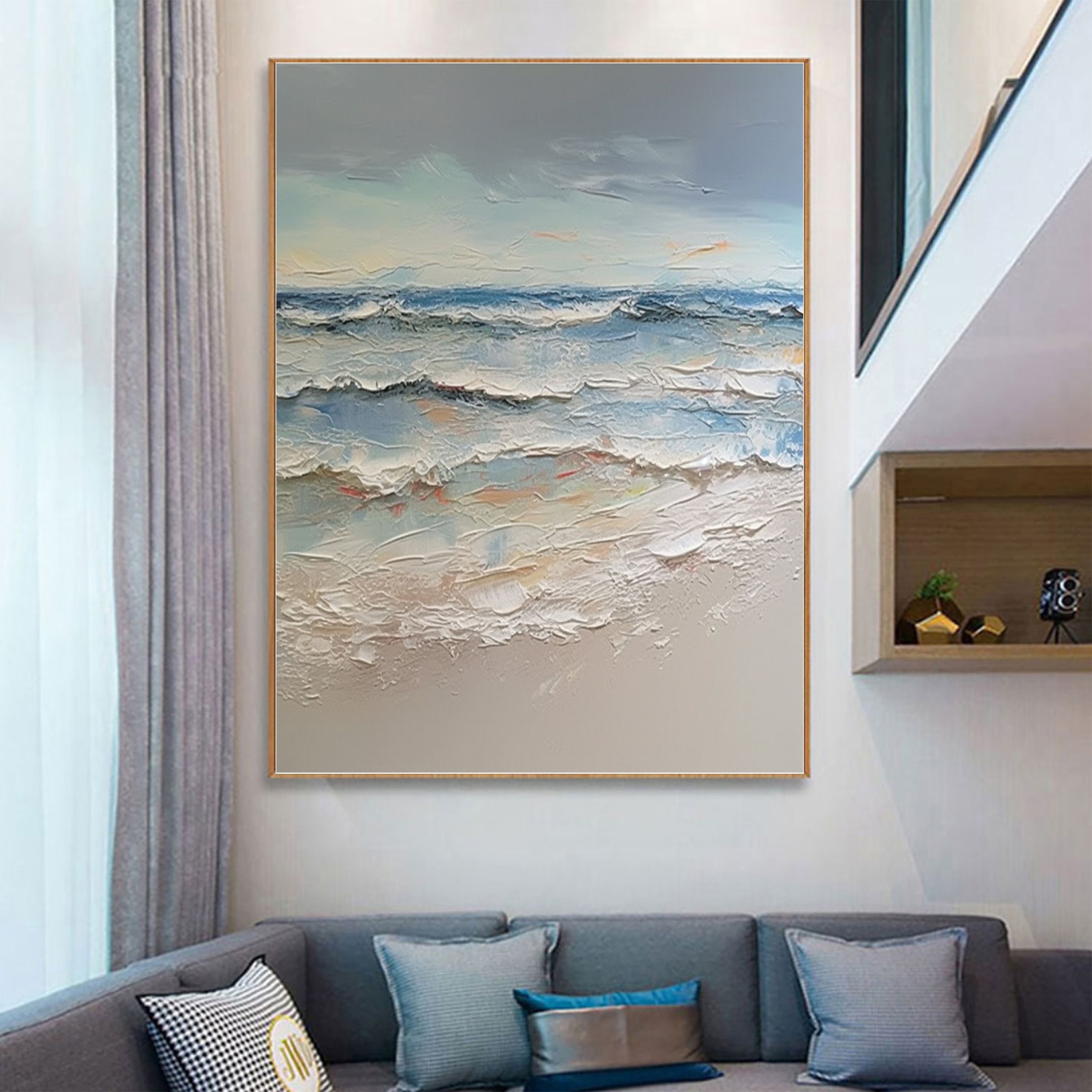 Abstract Original Beach Oil Painting on Canvas,large Wall Art,textured ...