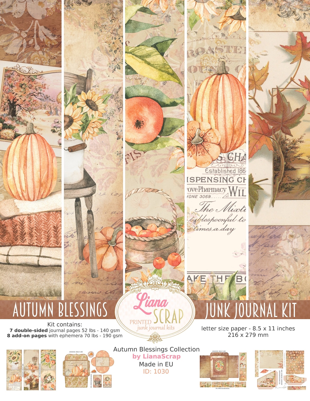 Autumn Blessings Junk Journal Printed Paper Fall Collage - Etsy