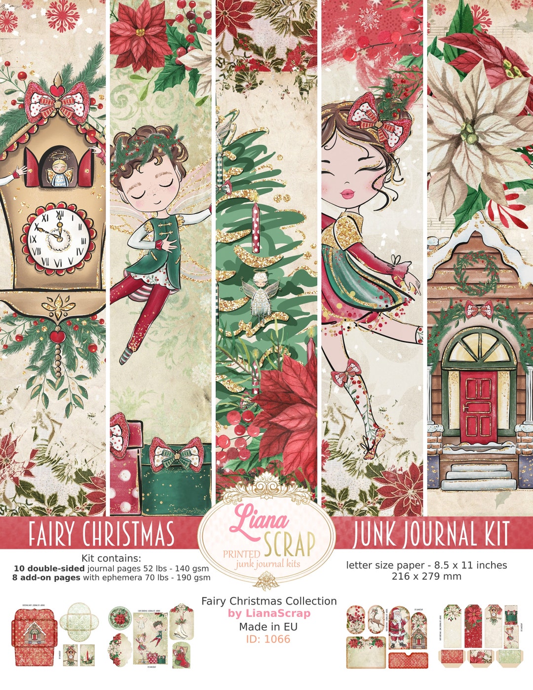Fairy Christmas Junk Journal Printed Paper, Christmas Collage Sheets ...