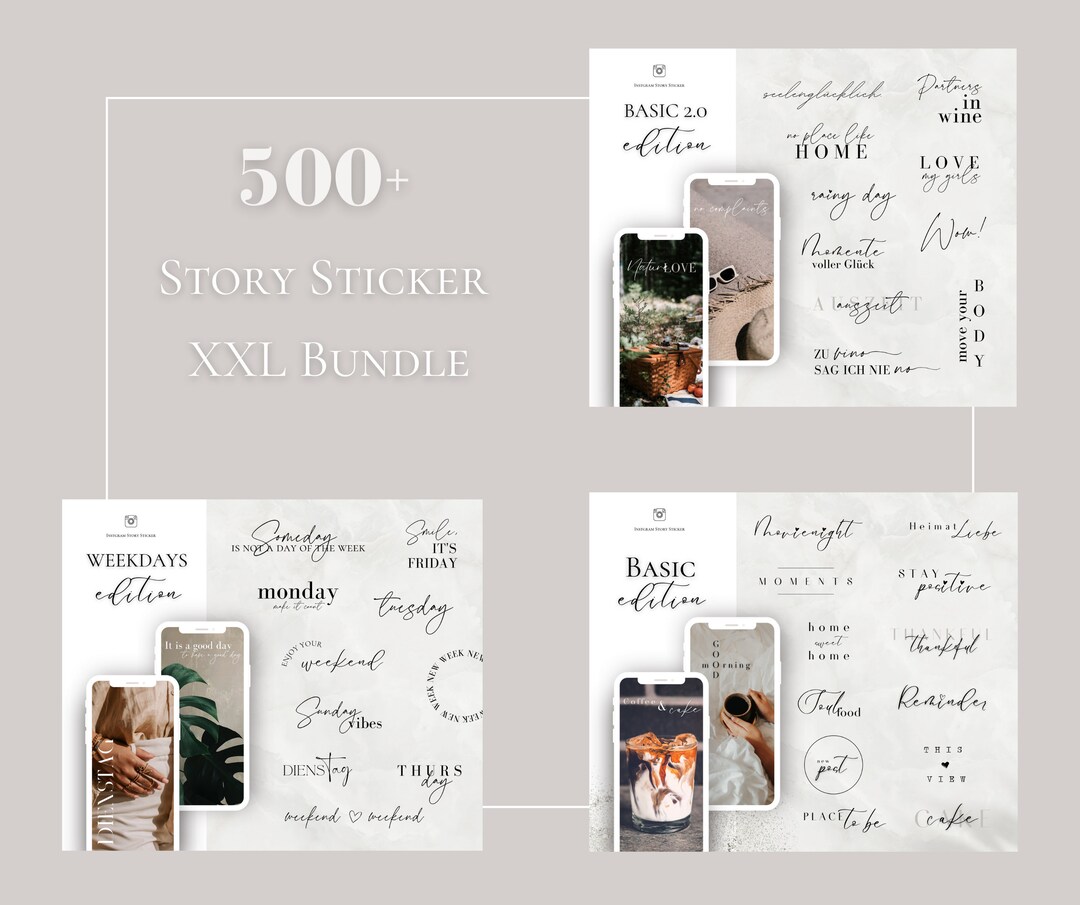 500+ Instagram Story Sticker XXL BUNDLE I Basic I Everyday I Alltag I ...