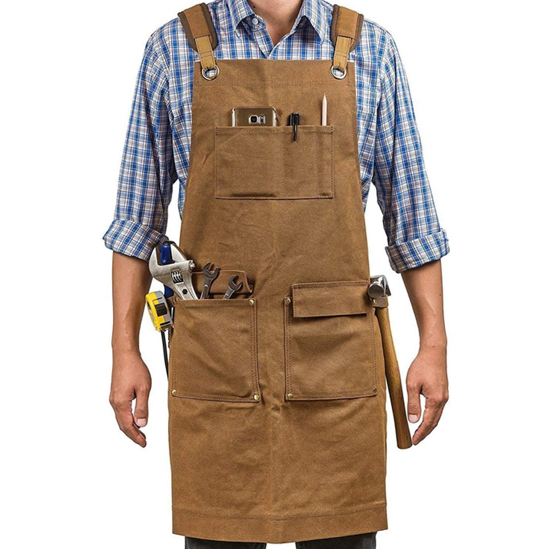 Men's Gardening Apron With Pockets Adjustable Straps Canvas Kitchen Apron Cooking Gardener Gift ...
