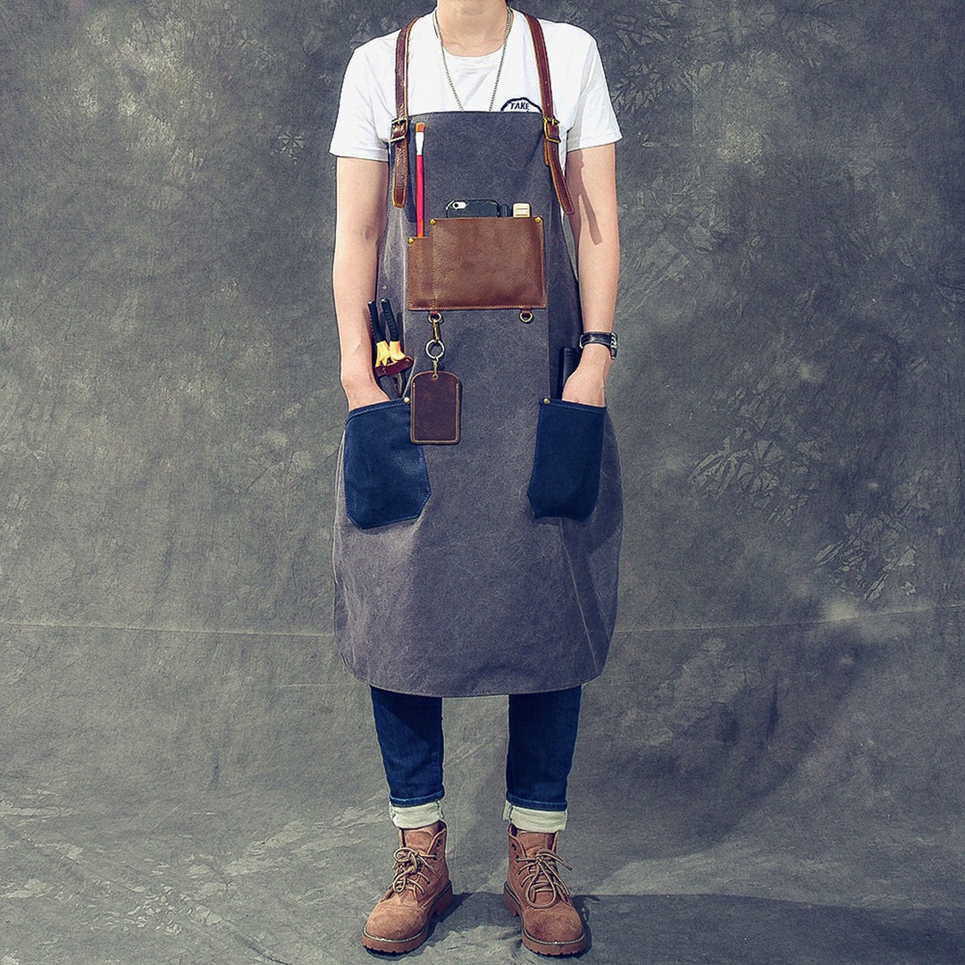 Artisan Apron Vintage Apron for Men Canvas Apron Cowhide - Etsy