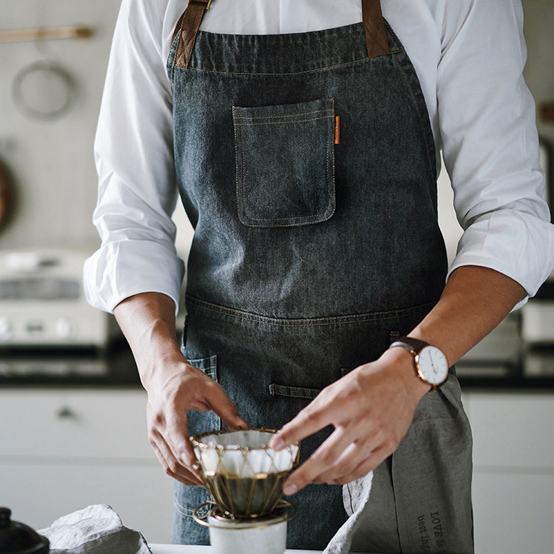 Denim Apron Multi-pocket Apronbaking Apron for Menbartender - Etsy