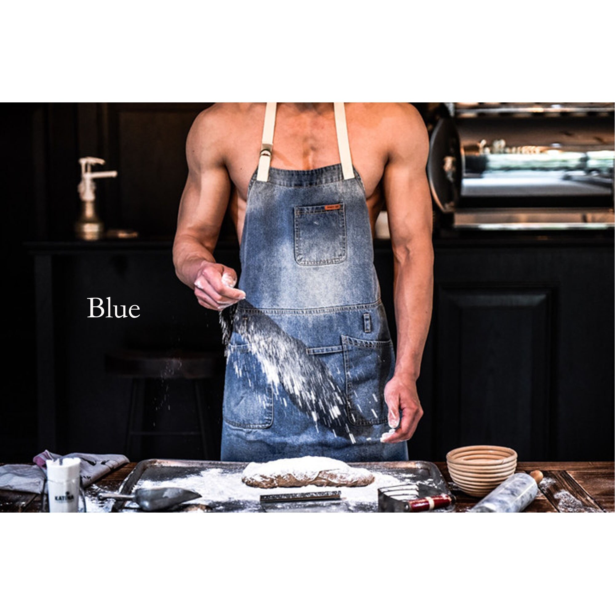 Denim Apron Multi-pocket Apronbaking Apron for Menbartender - Etsy