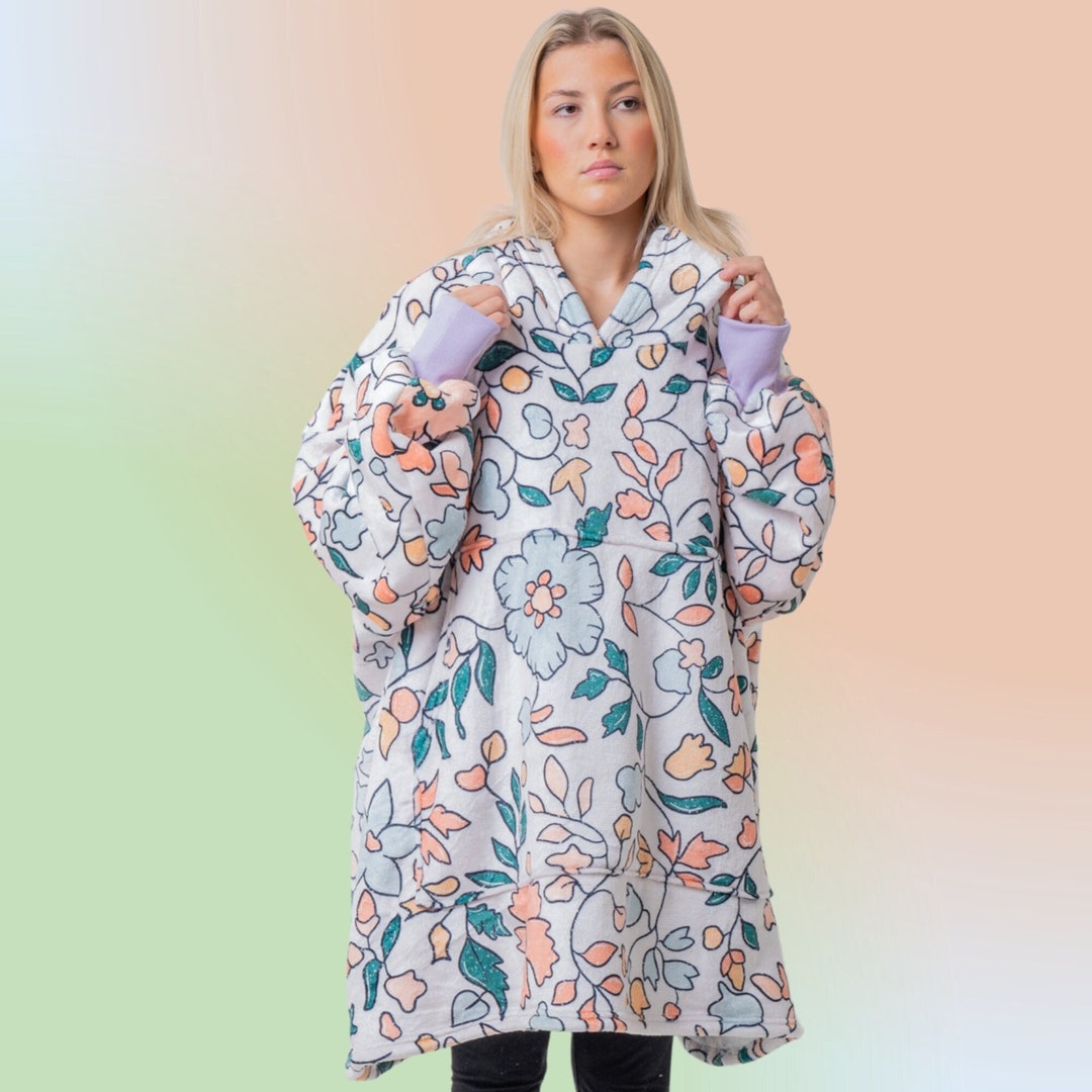 Luxe Cosy Aesthetic Flower Meadow Hoodie Blanket Snuddie Snoodie ...