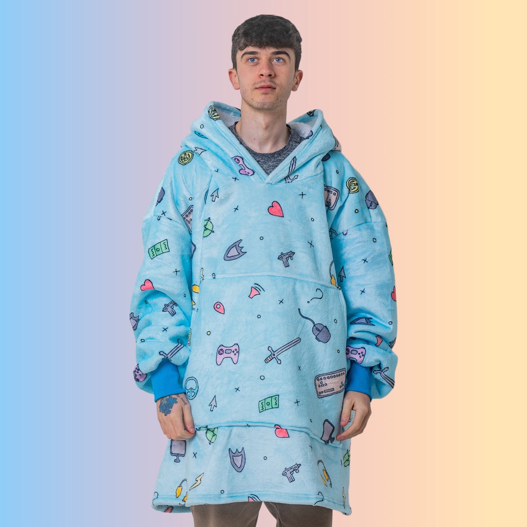 Gaming Gamer Oodie Hoodie Blanket Snuddie Snoodie Snuggie Snoody Adult ...