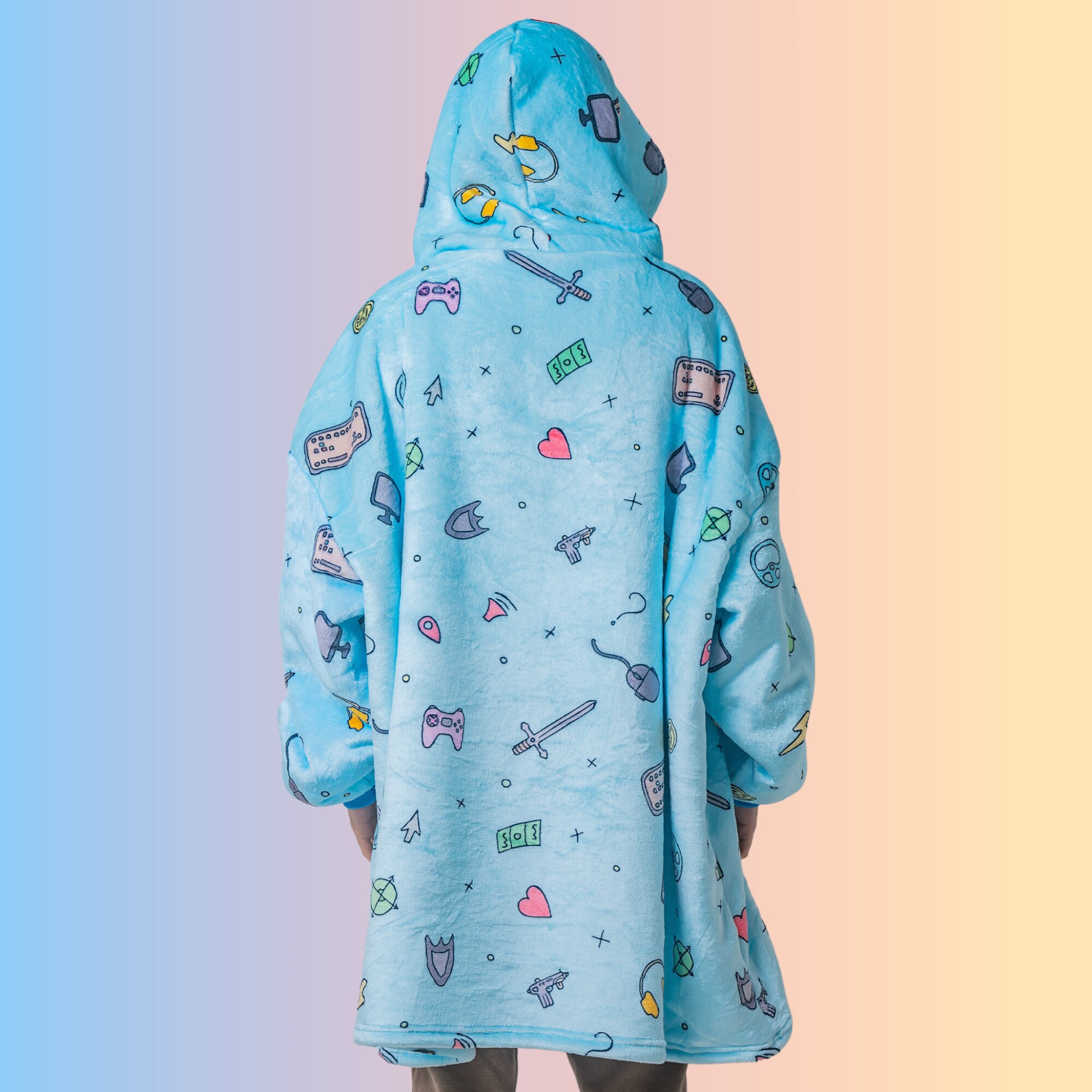 Gaming Gamer Oodie Hoodie Blanket Snuddie Snoodie Snuggie Snoody Adult ...