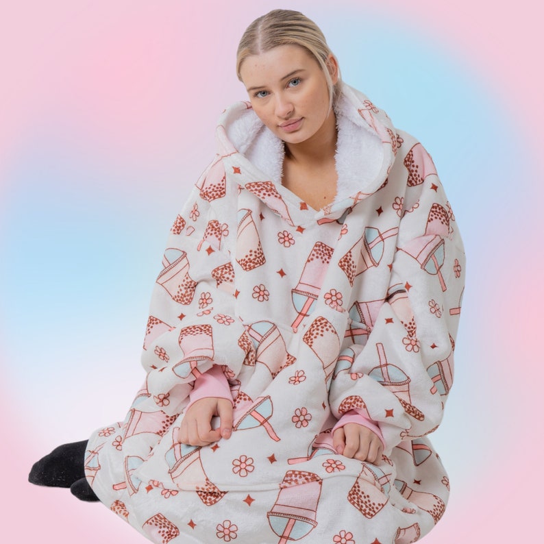 Christmas Gift Bubble Tea Oodie Hoodie Blanket Snuddie Snoodie - Etsy