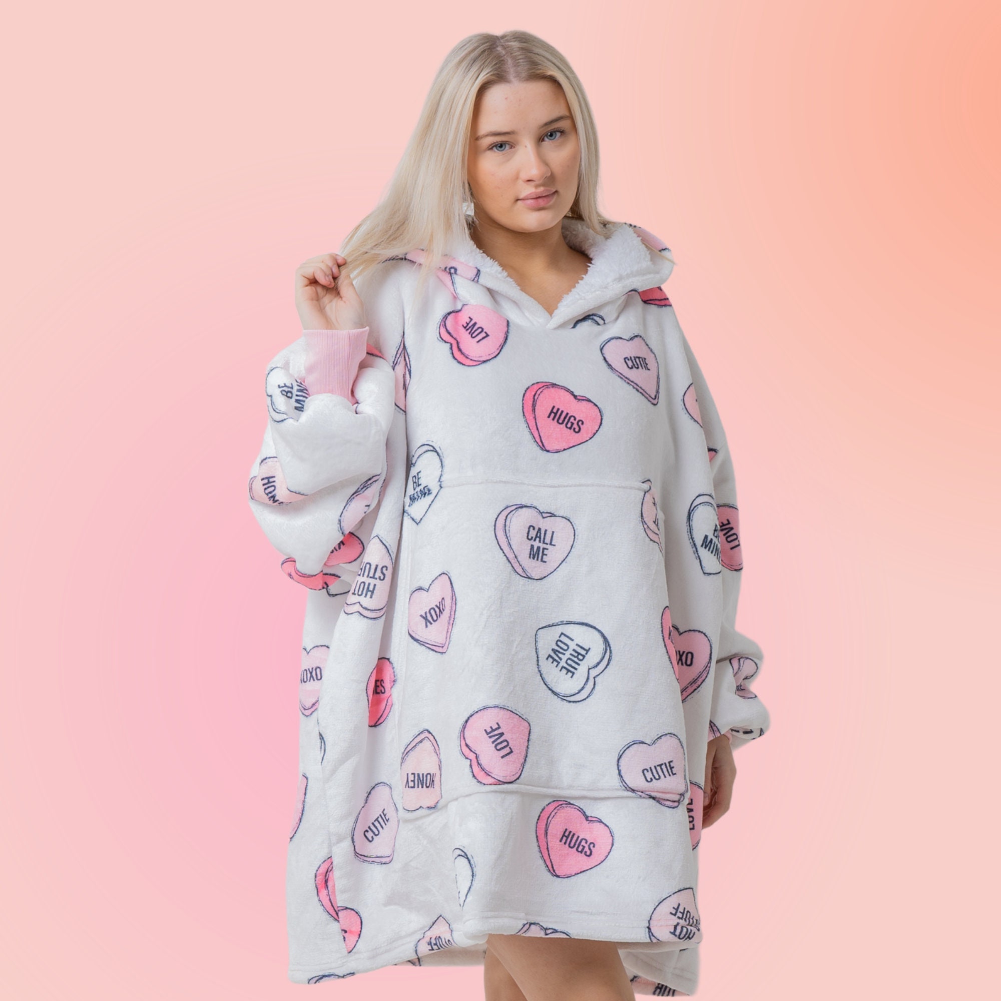Boho Love Heart Hoodie Blanket Snuddie Snoodie Snuggie Oodie - Etsy UK