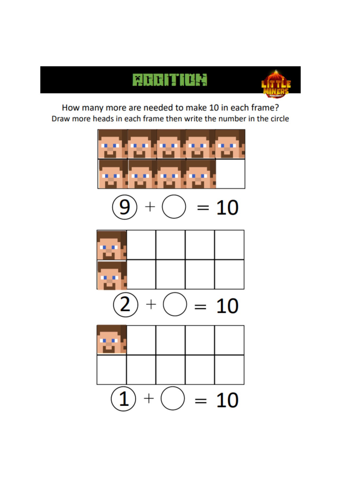 Homeschool Study Unit Minecraft Math, Pre-k, Kindergarten and Grade 1 ...