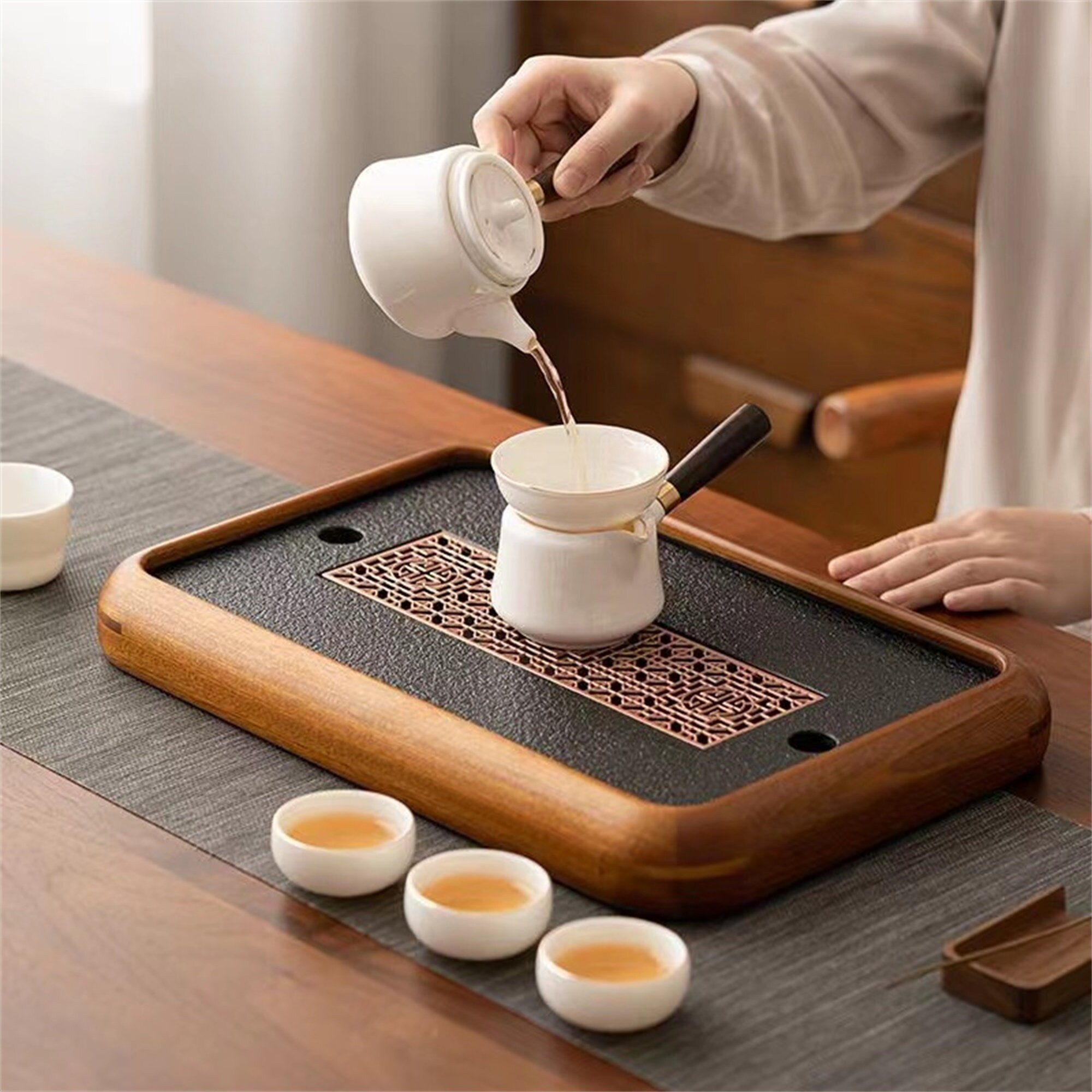 Rosewood Solid Wood Tea Tray Kung Fu Tea Set Household Drainage and ...