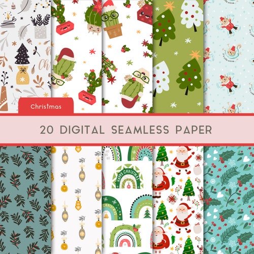 Christmas Digital Paper Holiday Scrapbook Papers Snowflake - Etsy