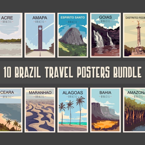 Brazil Travel Poster Art Vintage Print Canvas Hanging Wall - Etsy