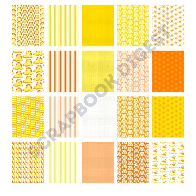 20 Pages of Printable Scrapbook Paper Yellow Rainbow - Etsy