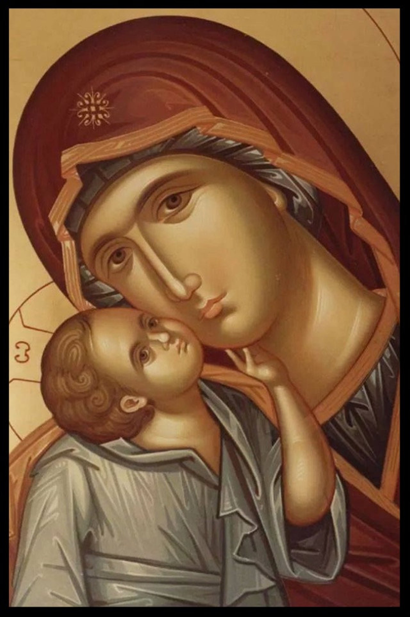 Our Lady Theotokos Hand Painted Byzantine Icon With Gold Leaf 22 Karats ...