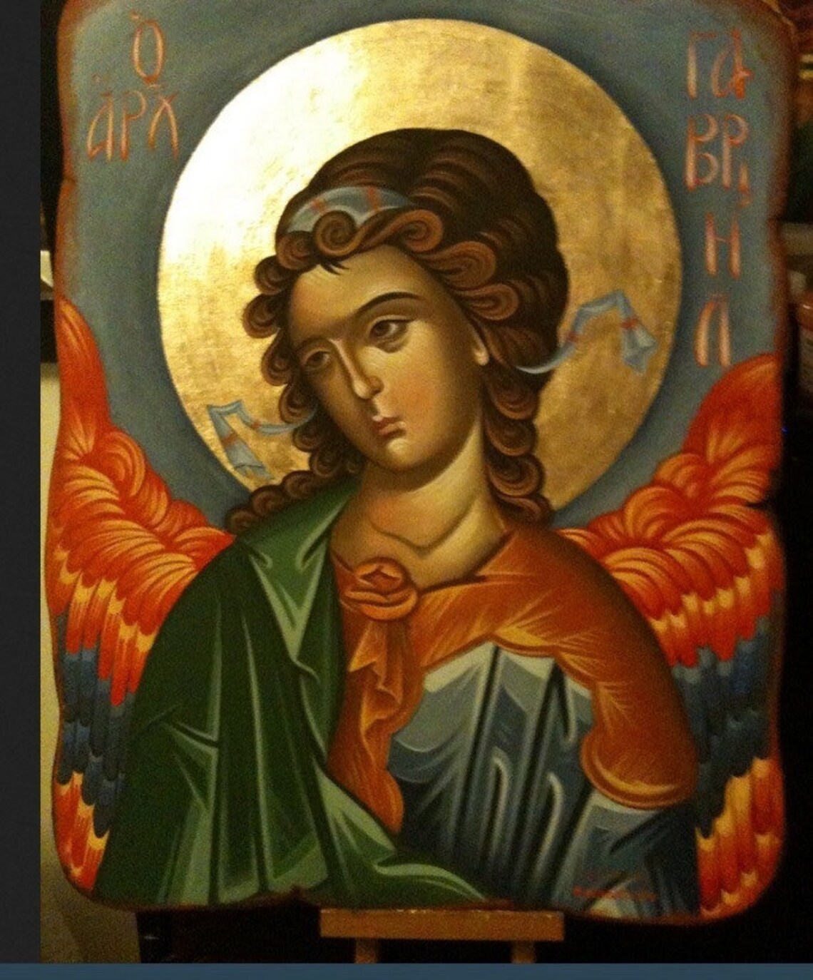 Archangel Gabriel Hand Painted Byzantine Icon on Wood With 24karats ...
