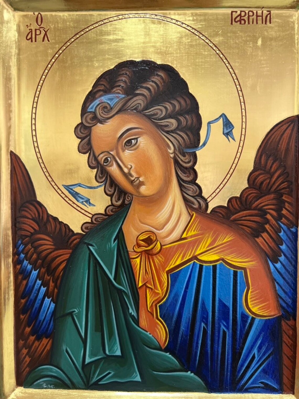 Archangel Gabriel Hand Painted Byzantine Icon on Wood With 24karats ...