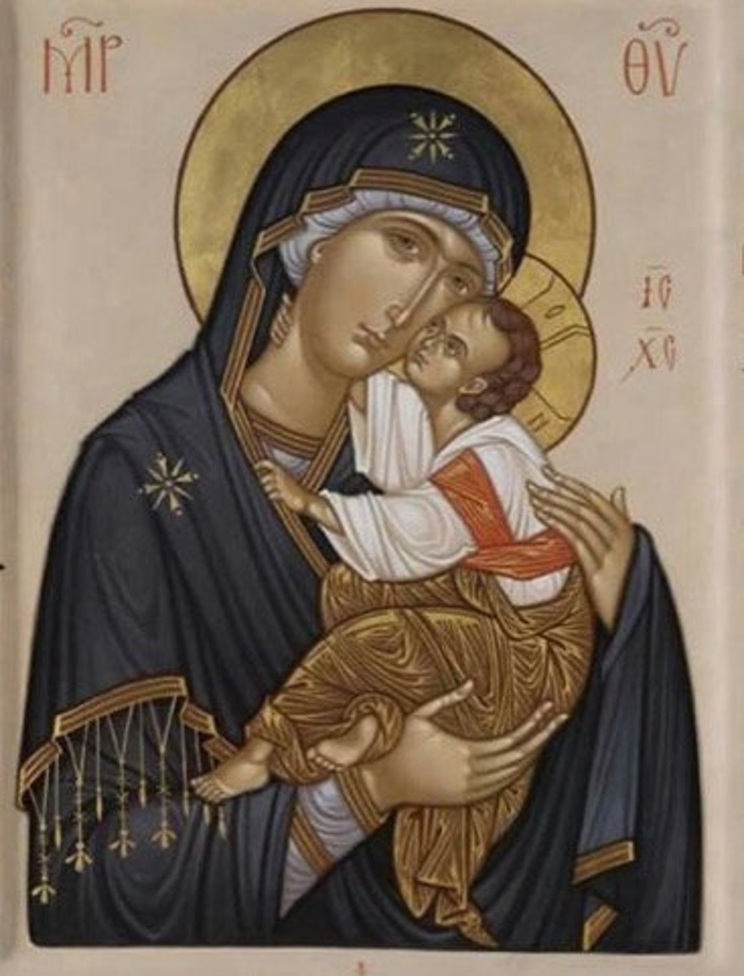 The Sweet Kissing of Virgin Mary Hand Painted Byzantine Icon - Etsy