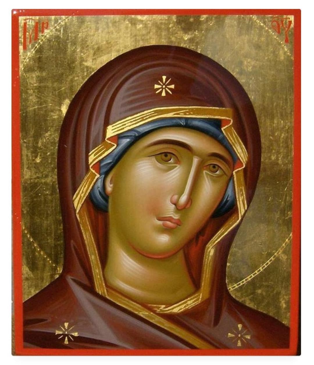 Theotokos Panagia Mother of God Hand Painted Byzantine Icon With Gold ...
