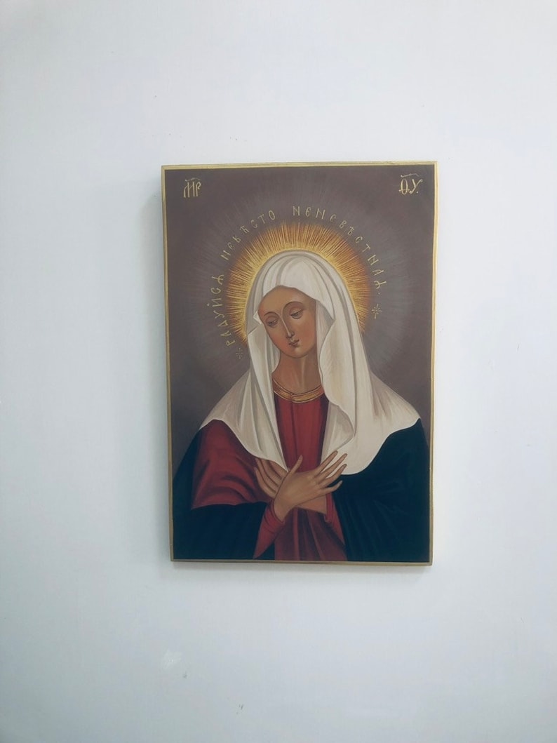 Our Lady Theotokos Hand Painted Byzantine Icon Theotokos Virgin Mary ...