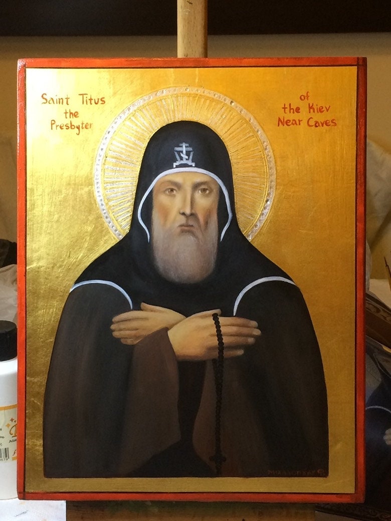 St. Titus the Presbyter of Kiev Hand Painted Byzantine Icon on Wood ...
