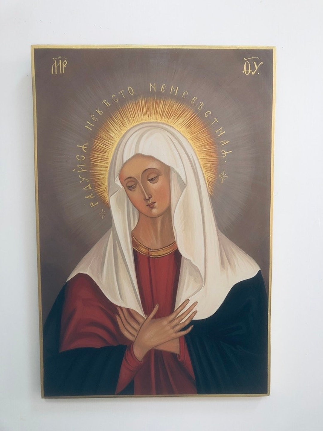 Our Lady Theotokos Hand Painted Byzantine Icon Theotokos Virgin Mary ...