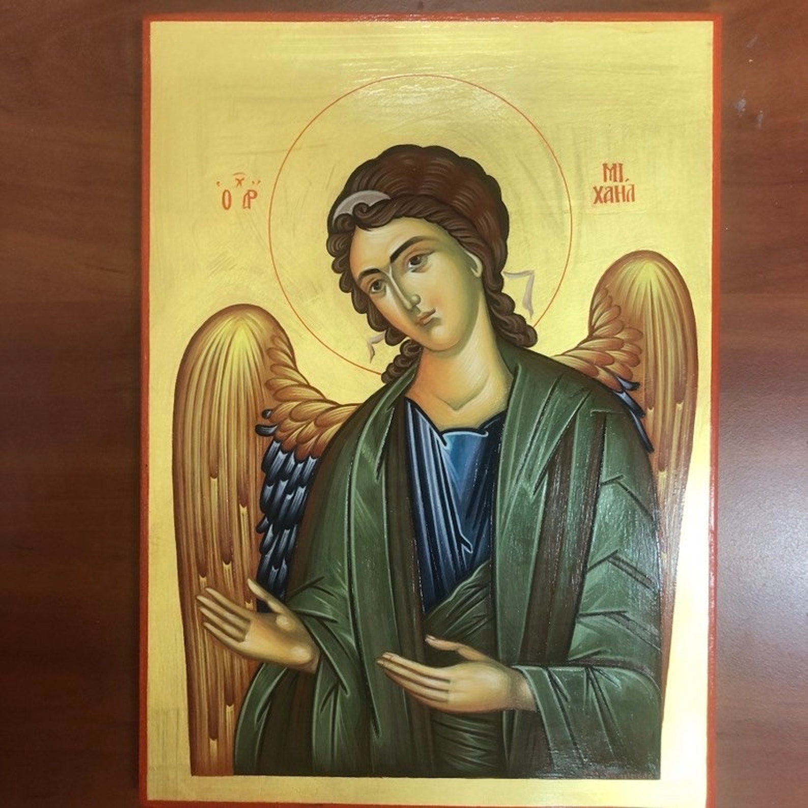 Archangel Michael Hand Painted Byzantine Icon on Wood With 22karats ...