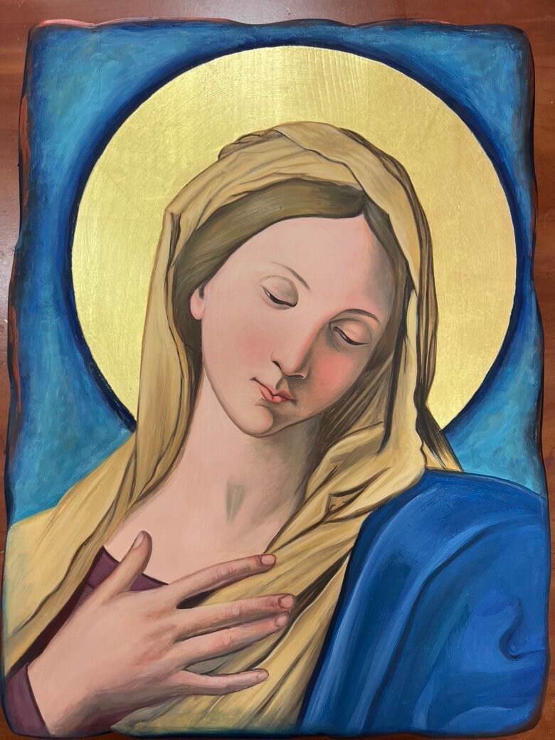 The Virgin Mary Hand Painted Icon - Etsy