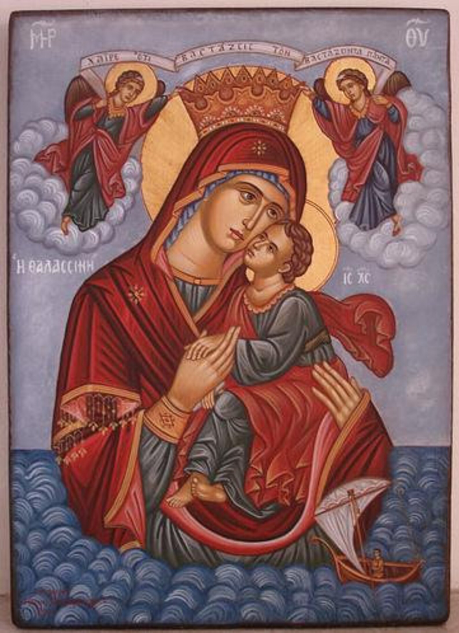 Hand Painted Byzantine Icon of the Sea Virgin - Etsy