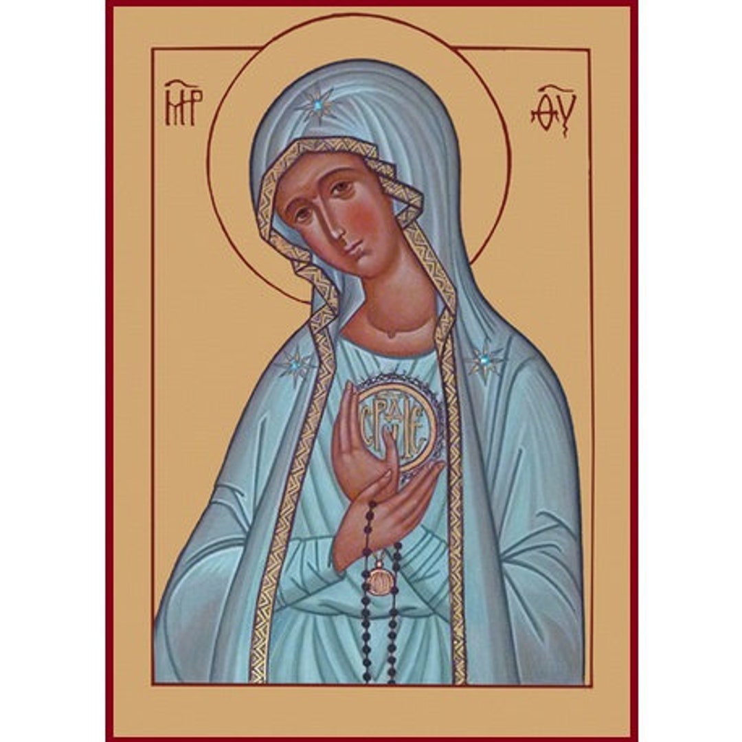 Our Lady Fatima Hand Painted Byzantine Icon Theotokos Virgin Mary ...