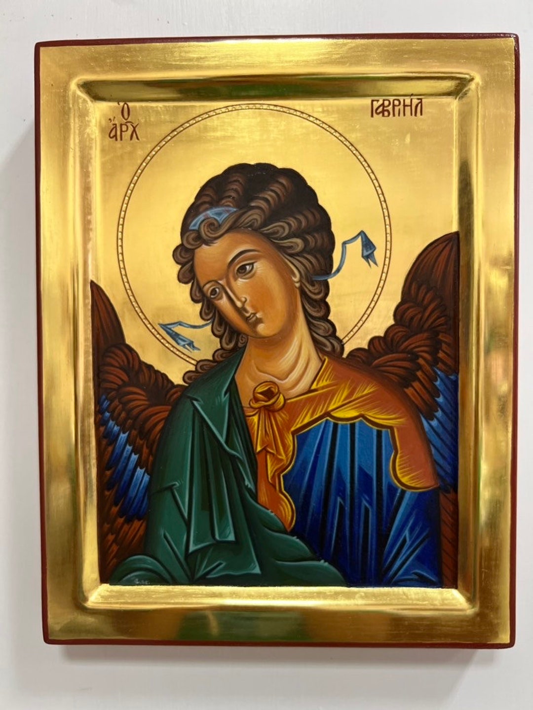 Archangel Gabriel Hand Painted Byzantine Icon on Wood With 24karats ...