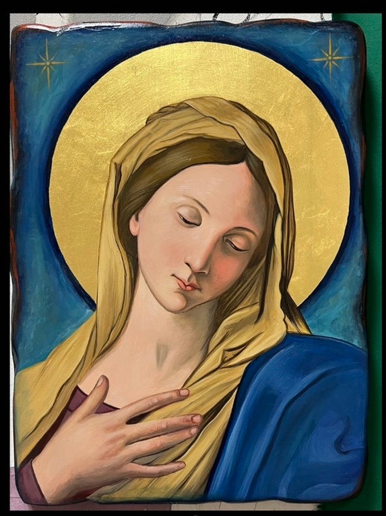 The Virgin Mary Hand Painted Icon - Etsy