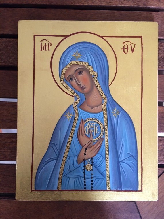 Our Lady Fatima Hand Painted Byzantine Icon Theotokos Virgin - Etsy
