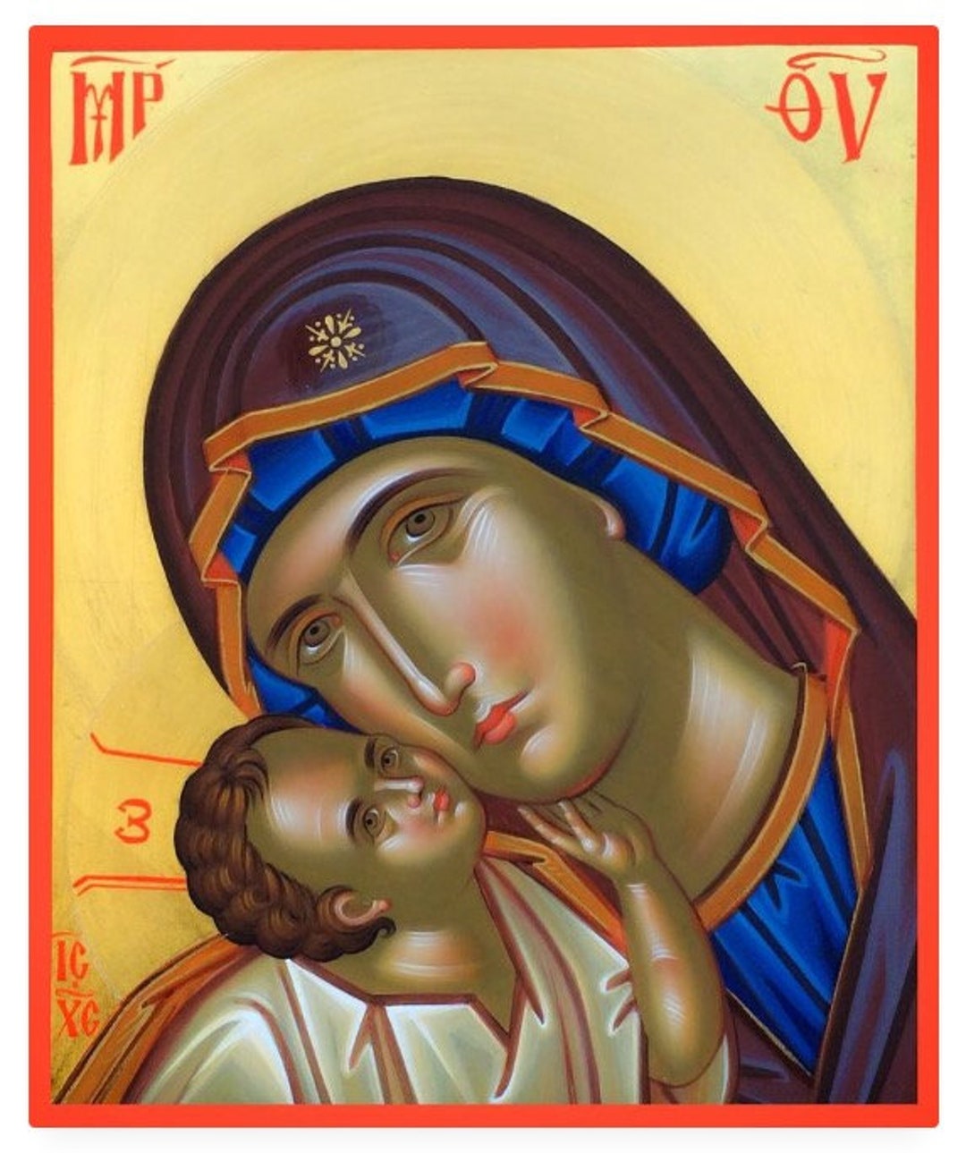 The Sweet Kissing of Virgin Mary Hand Painted Byzantine Icon - Etsy