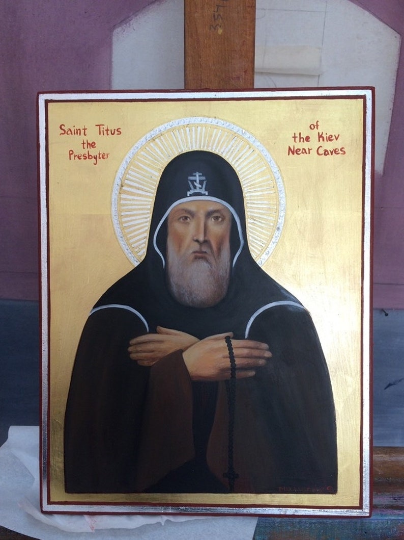 St. Titus the Presbyter of Kiev Hand Painted Byzantine Icon on Wood ...