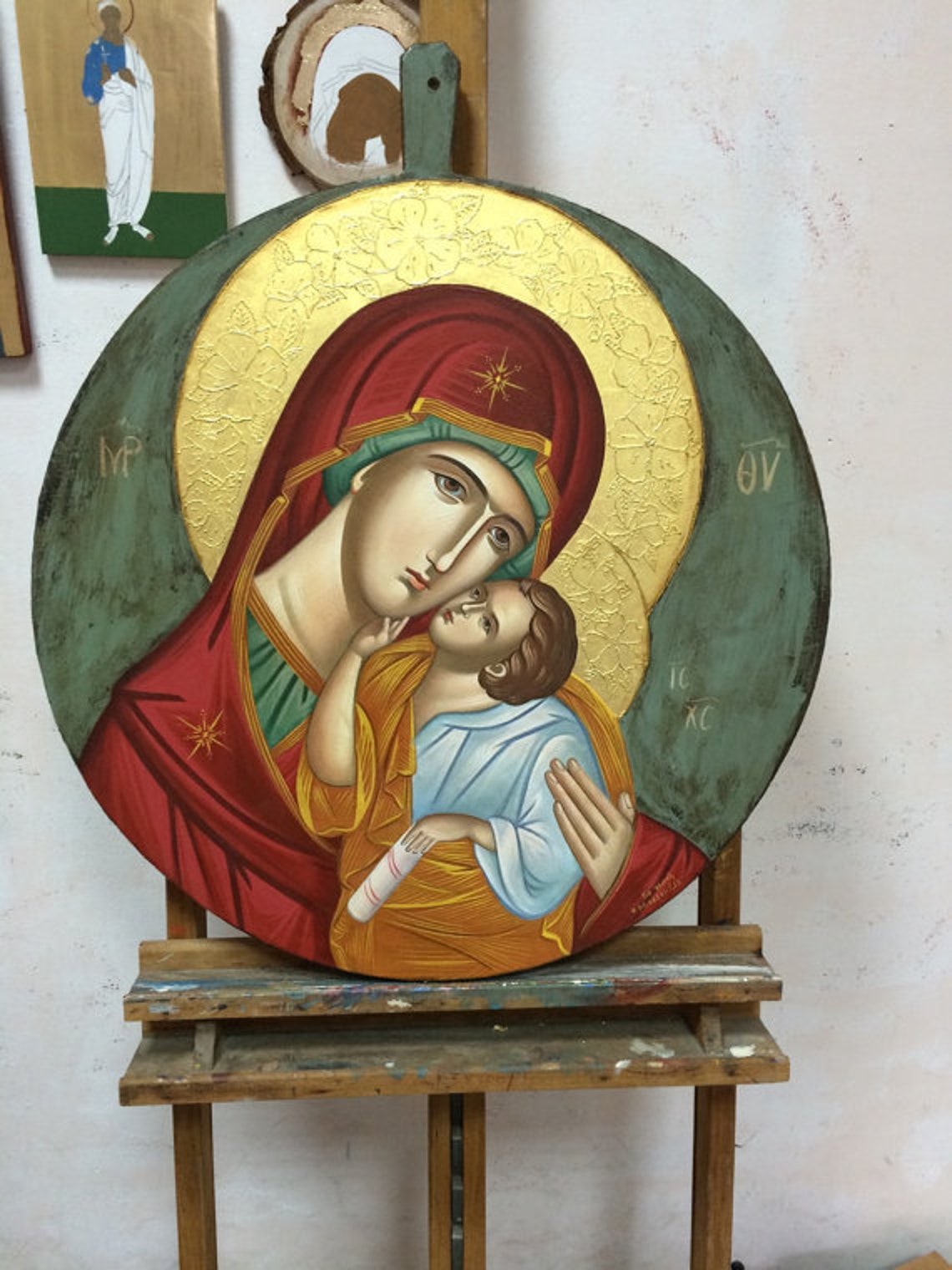 Sweet Kissing of Virgin Mary Hand Painted Byzantine Icon - Etsy
