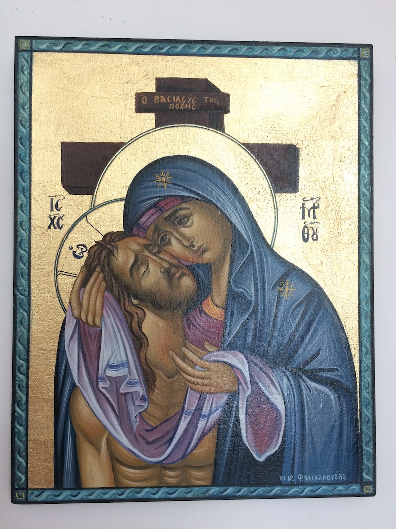 Hand Painted Orthodox Icon – Lamentation of Christ – Byzantine ...