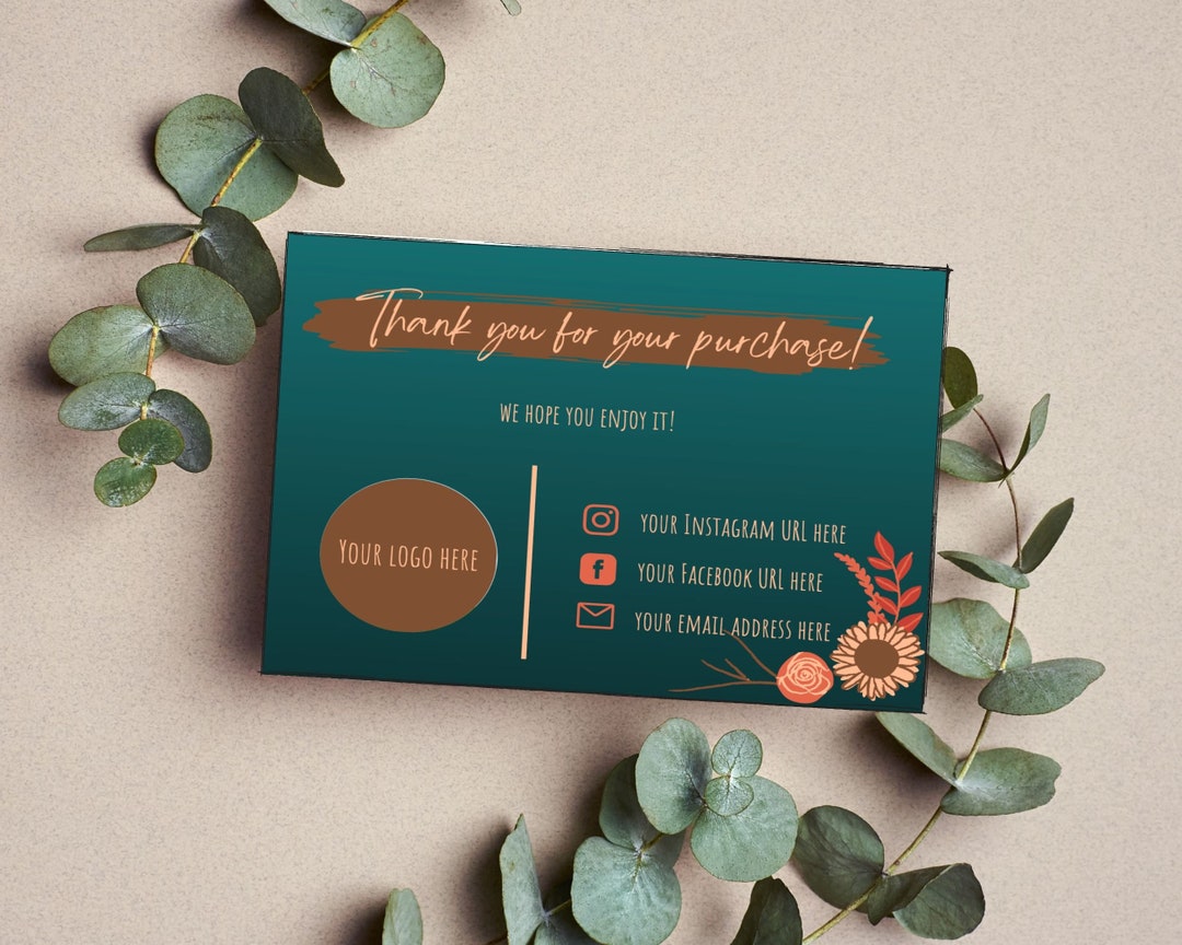 Thank You Card Templet, Thank You for Your Purchase Card, Thank You for ...