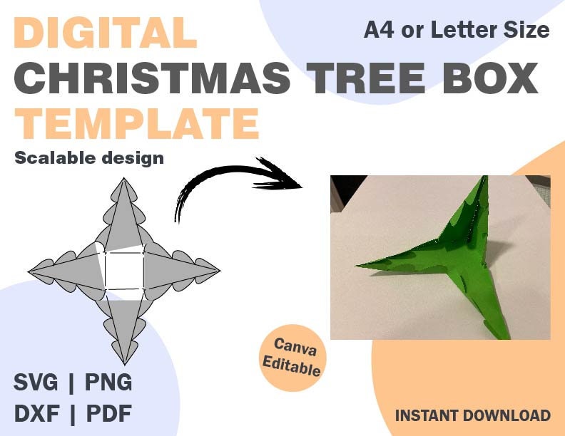 Christmas Tree Box SVG DXF PDF Png Formats, Christmas Tree Box, Paper ...