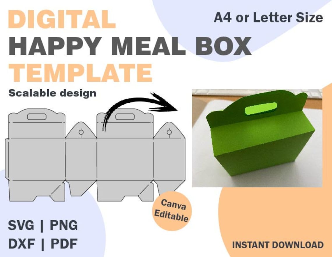 Happy Meal Box Template, SVG DXF PDF Png Formats, Happy Meal Paper ...