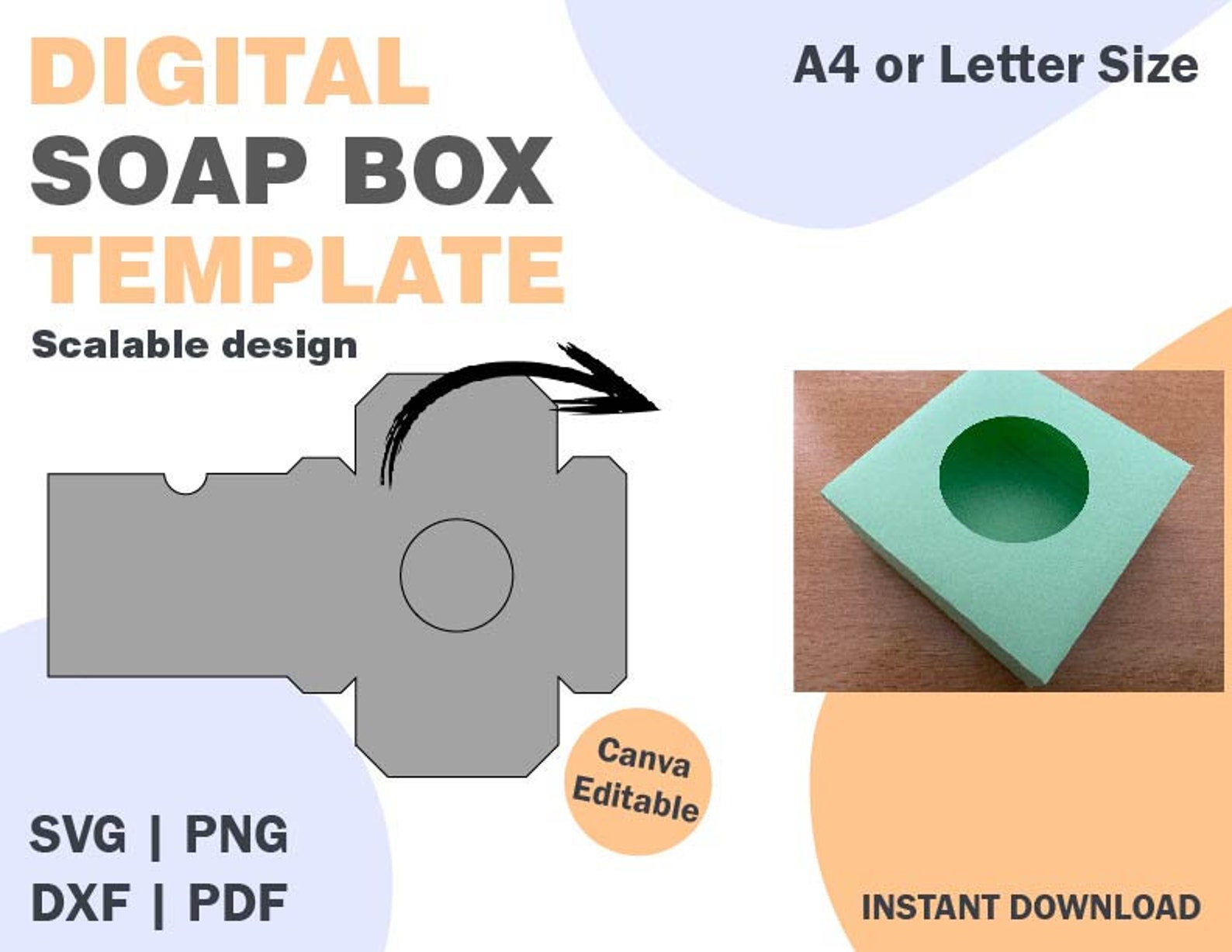 Soap Paper Box Template, SVG DXF PDF Png Formats, Cricut Svg Png Box ...