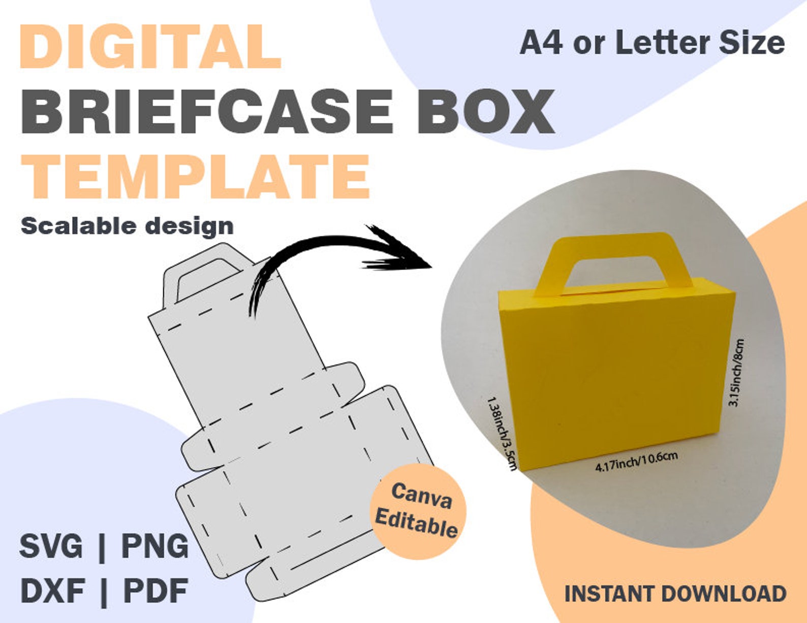 Briefcase Box Cutting Template, SVG DXF PDF Png Formats, Gift Box ...