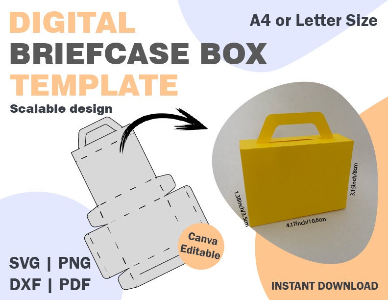 Briefcase Box Cutting Template, SVG DXF PDF Png Formats, Gift Box ...