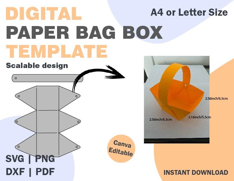 Paper Bag Box Template, SVG DXF PDF Png Formats, Paper Bax Svg Png ...