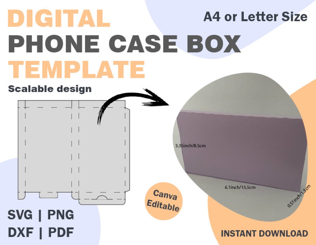 Phone Case Box Template, SVG DXF PDF Png Formats, Package Phone, Phone ...